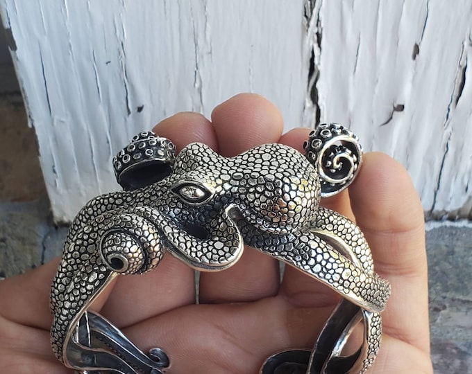 Large Sterling Silver Octopus Cuff Bracelet - Etsy
