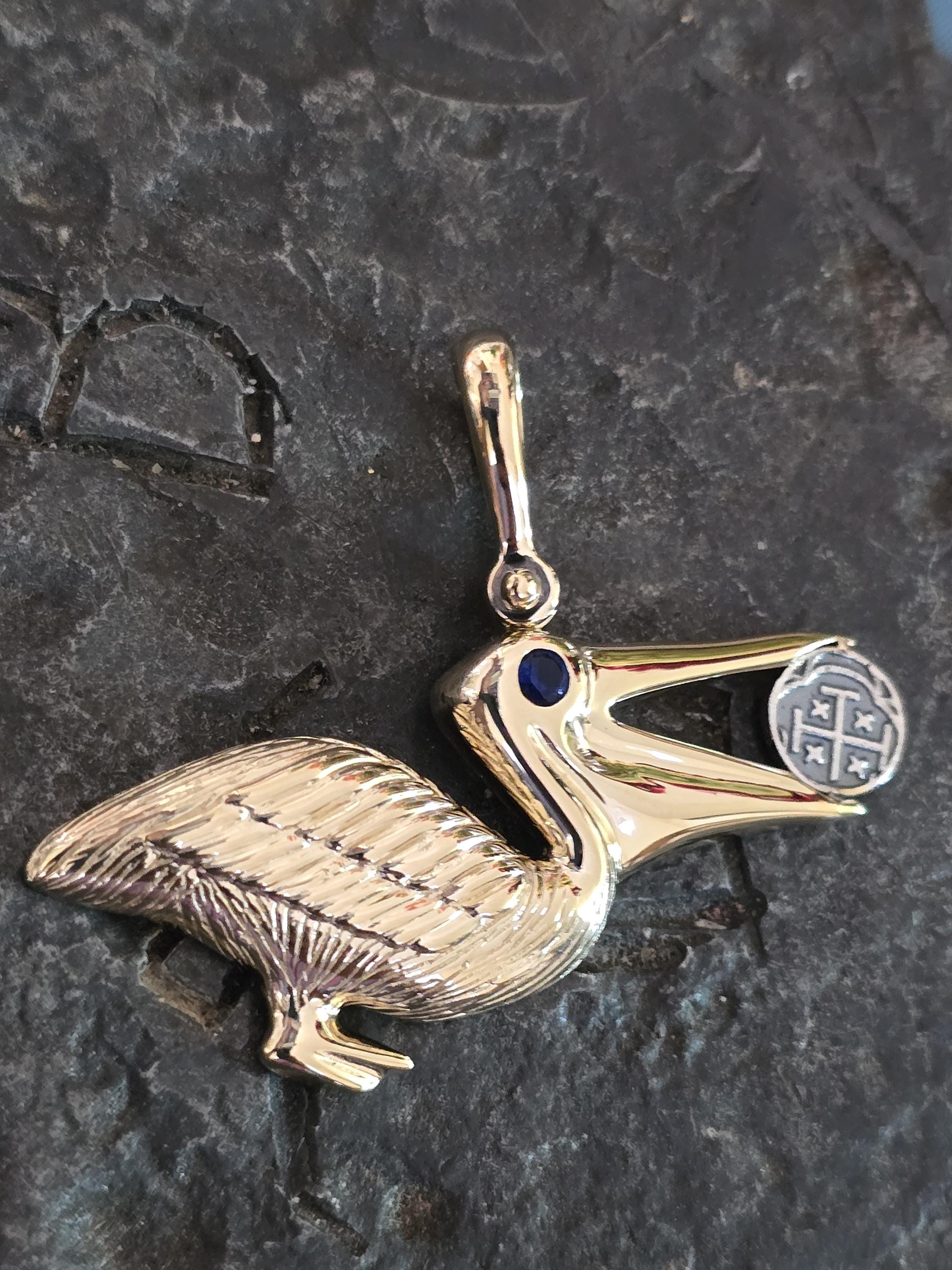 Atocha 14kt Gold Vermeil Pelican Coin Pendant - Etsy