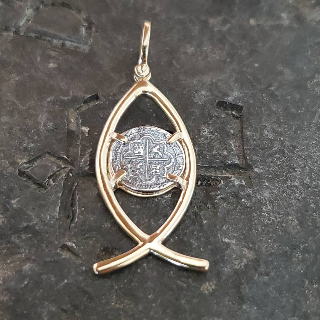 Atocha Christian Fish Coin Ichthys 14kt Gold Plated Treasure Pendant - Etsy