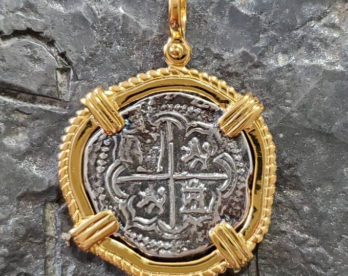 Atocha 14kt Gold Plated Silver Coin With Rope Bezel Custom Coin - Etsy