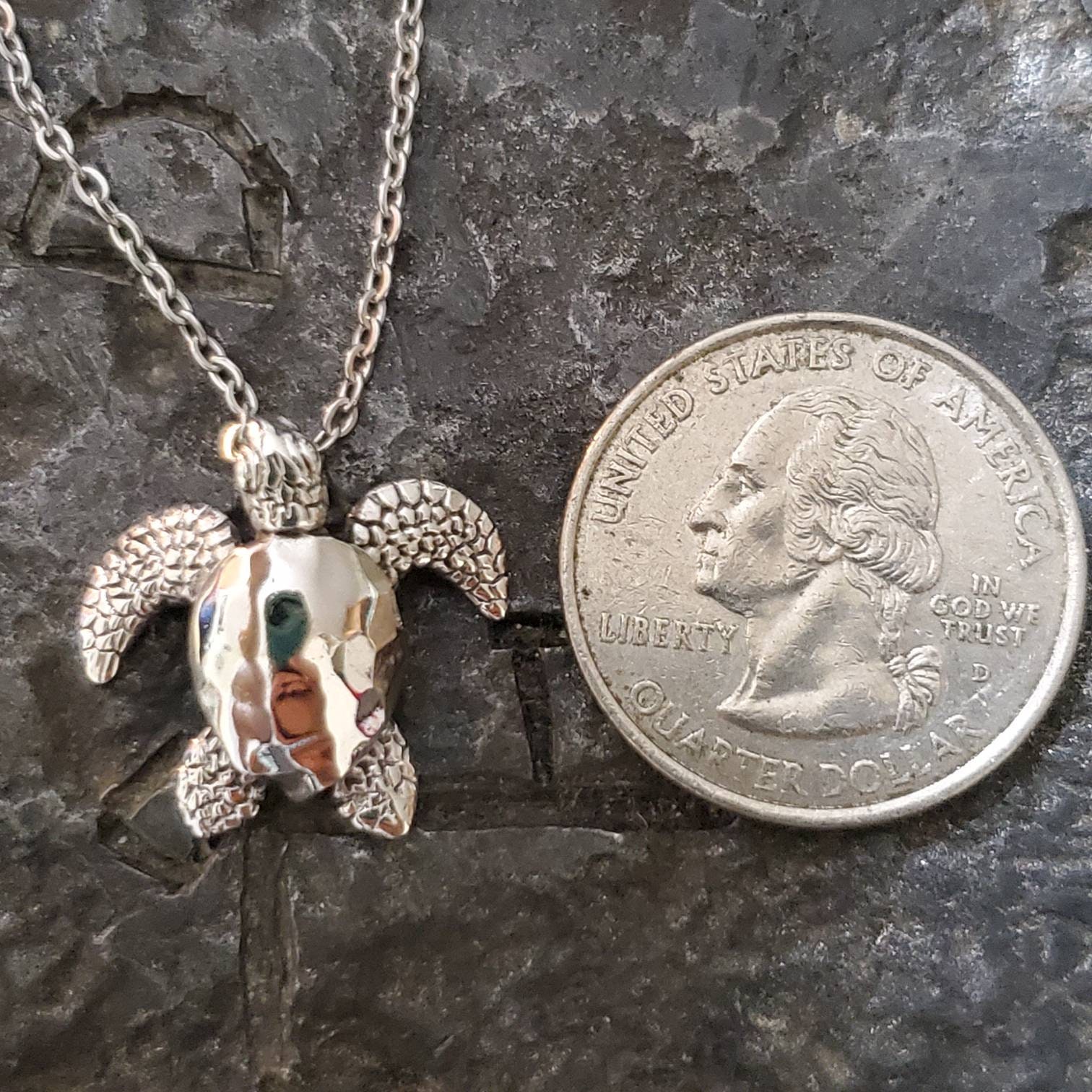 Sterling Silver Turtle Necklace - Etsy
