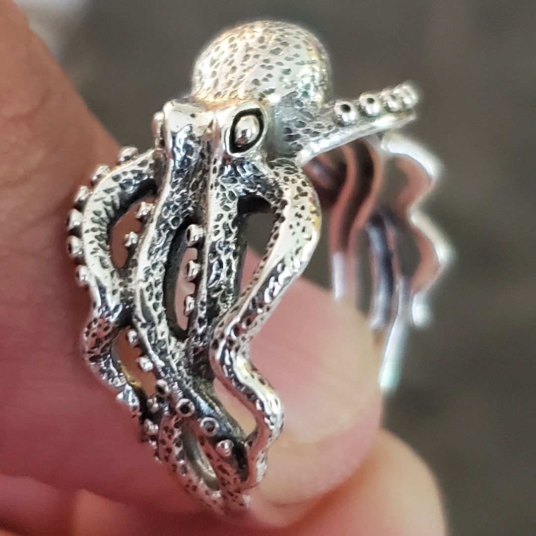 Sterling Silver Octopus Ring - Etsy