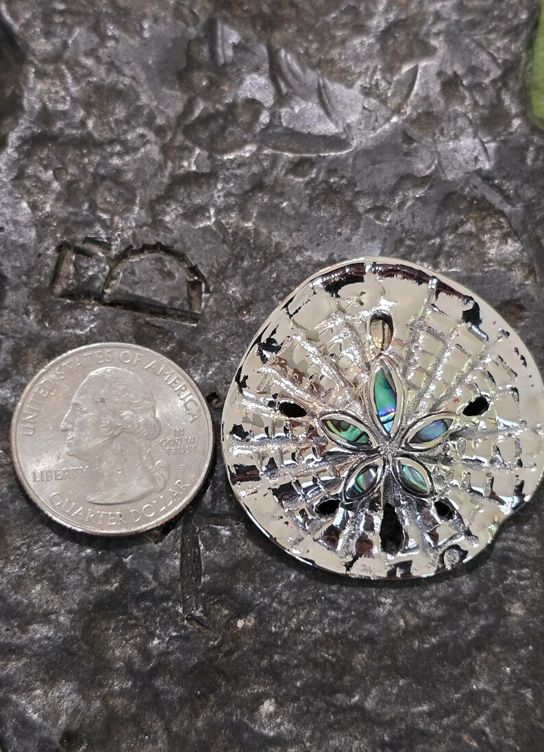Large Sterling Silver Sand Dollar Pendant Slide Realistic Looking ...