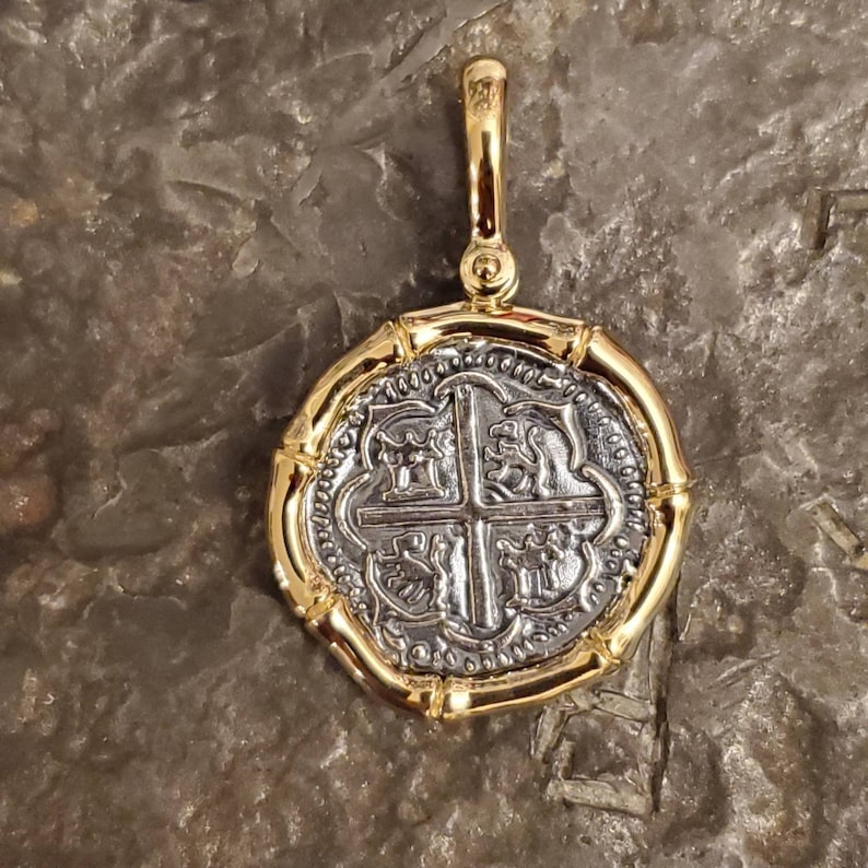 Atocha 14kt Gold Overlay Bamboo Bezel Museum Quality Coin - Etsy