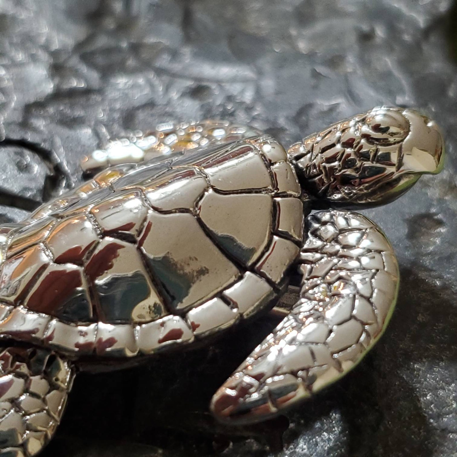 Large Sterling Silver Turtle Pendant - Etsy