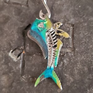 Mahi Mahi Sterling Silver Skeleton Mahi on Hook Pendant Enamel Gorgeous ...