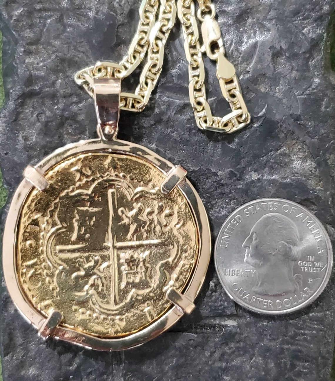 BIG Atocha Gold Coin With 14kt Gold Anchor Chain - Etsy