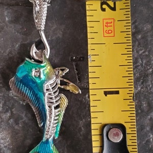 Mahi Mahi Sterling Silver Skeleton Mahi on Hook Pendant Enamel Gorgeous ...