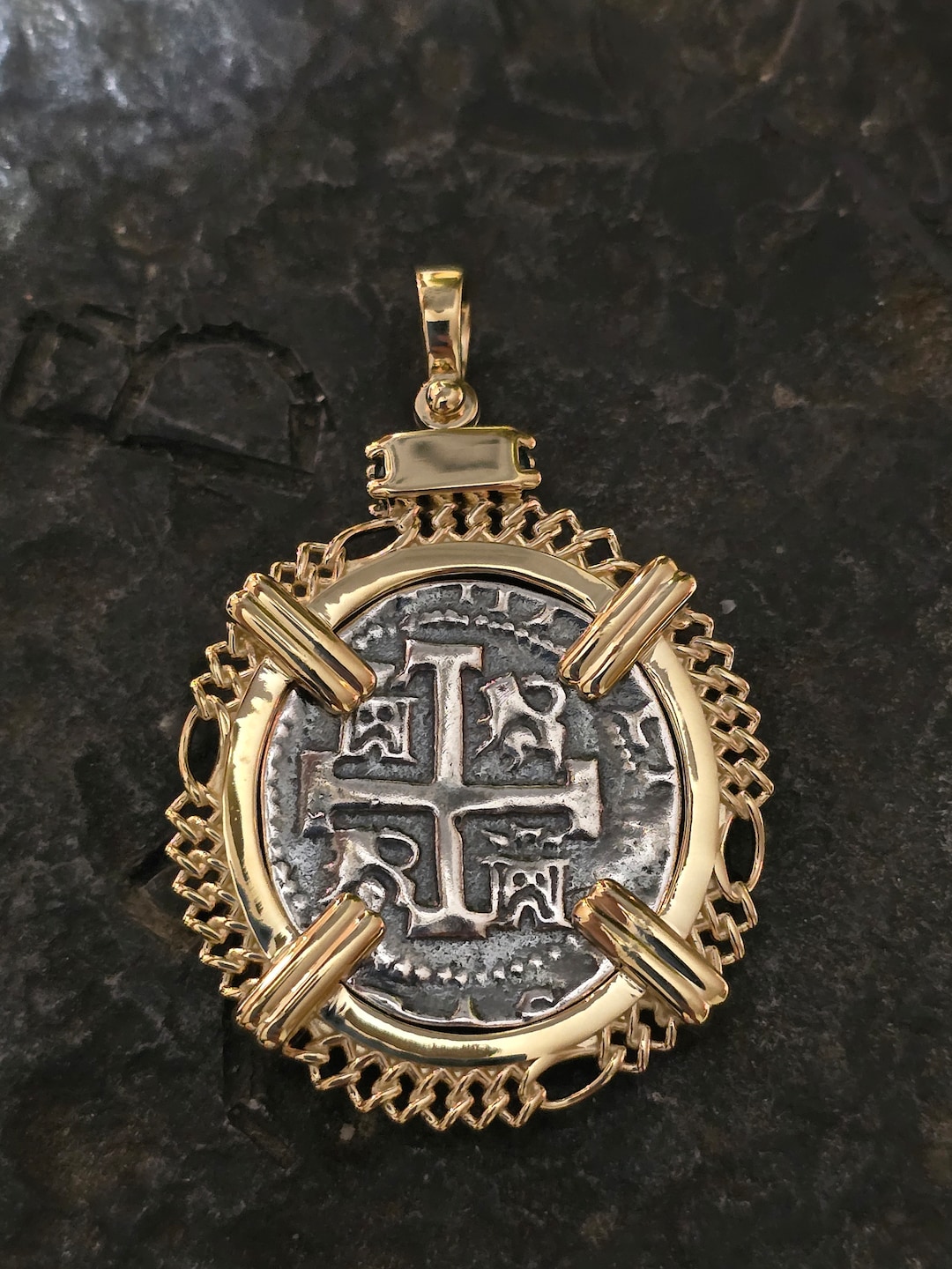 Atocha 14kt Gold Plated Sunken Treasure Shipwreck Coin Custom Figaro ...
