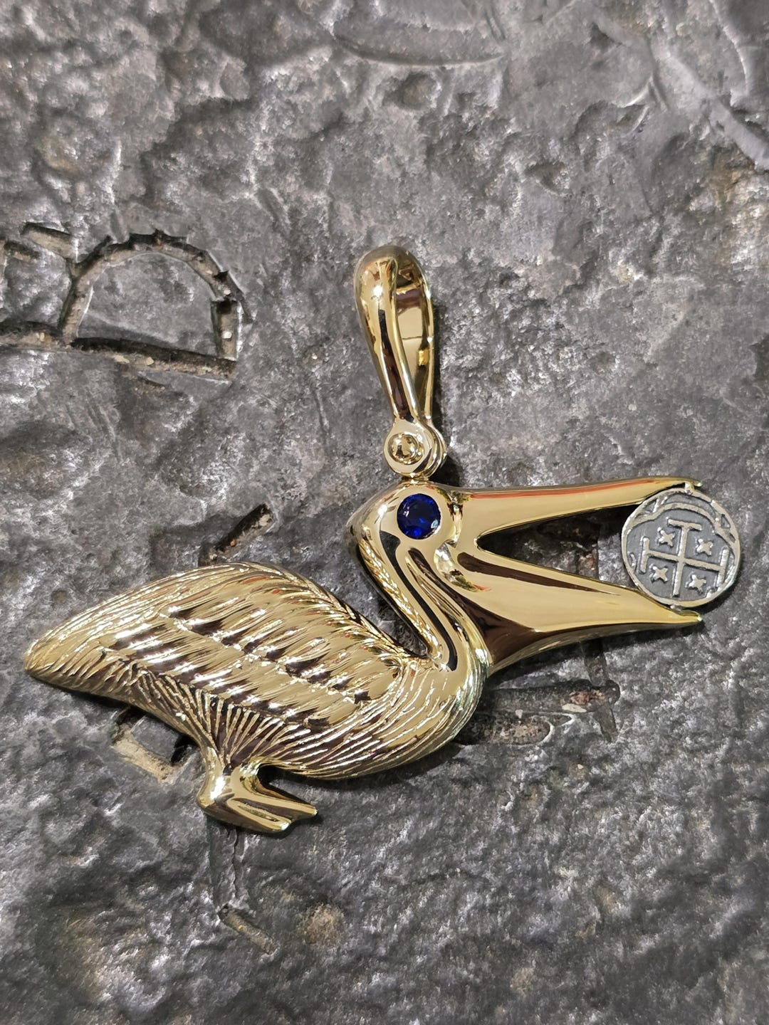 Atocha 14kt Gold Vermeil Pelican Coin Pendant - Etsy