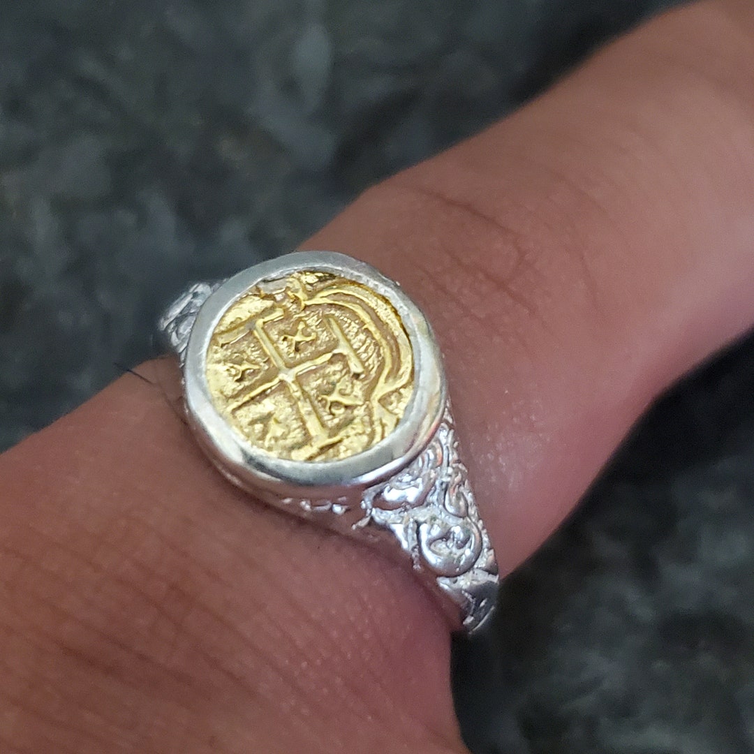Atocha Mini 14kt Gold Coin Ring - Etsy