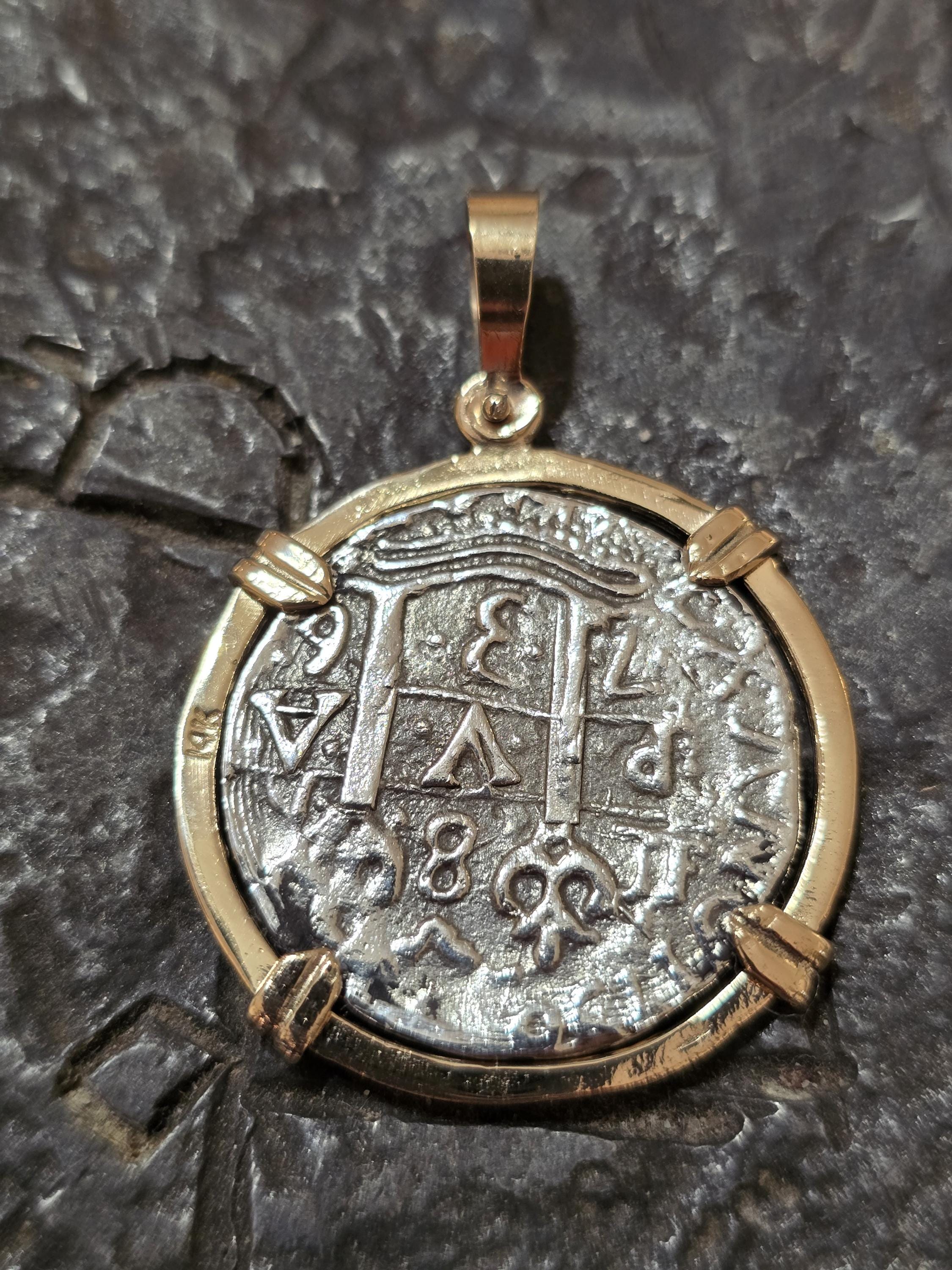 Atocha Solid 14kt Gold Bezel Silver Coin Shipwreck Sunken Treasure ...