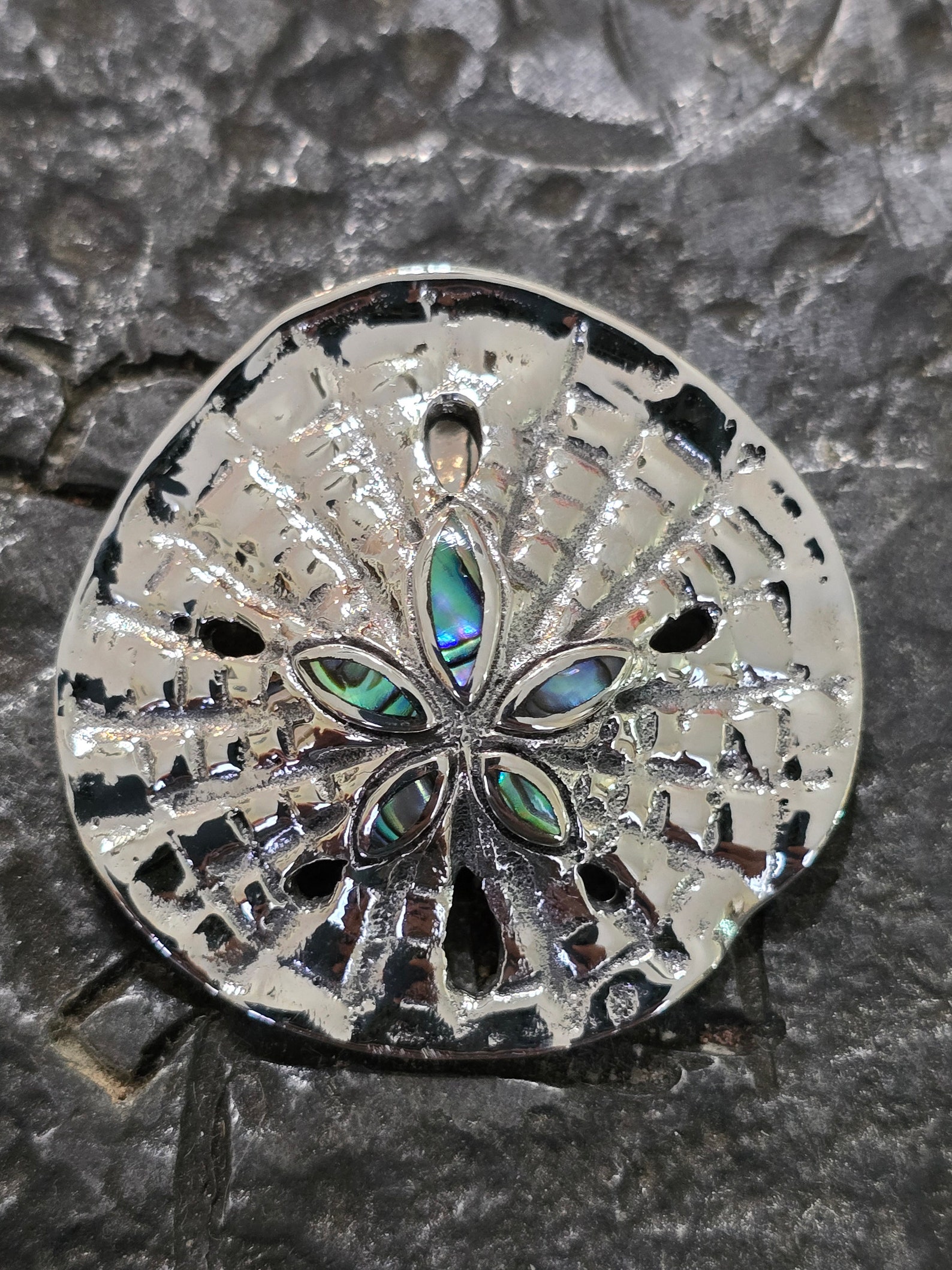 Large Sterling Silver Sand Dollar Pendant Slide Realistic Looking ...