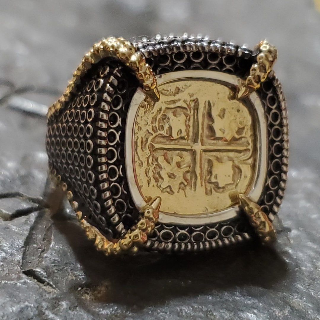 Atocha Tentacle 14kt Gold Vermeil Coin Ring Statement Piece Sunken ...
