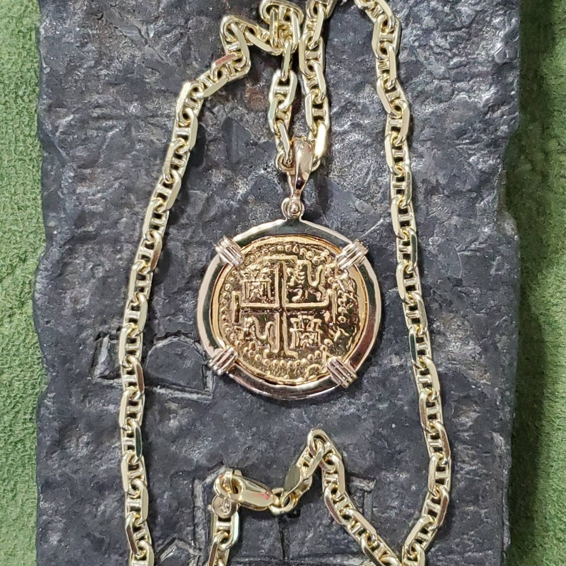Atocha Gold Coin With Solid 14kt Gold Anchor Chain Shipwreck - Etsy