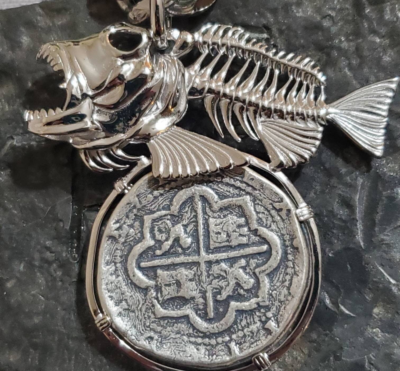 Atocha BIG LARGE Silver Coin Pendant Skeleton Cubera Snapper | Etsy