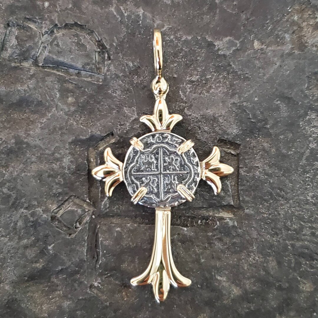 Atocha 14kt Gold Plated Cross Pendant Shipwreck Treasure Coin - Etsy
