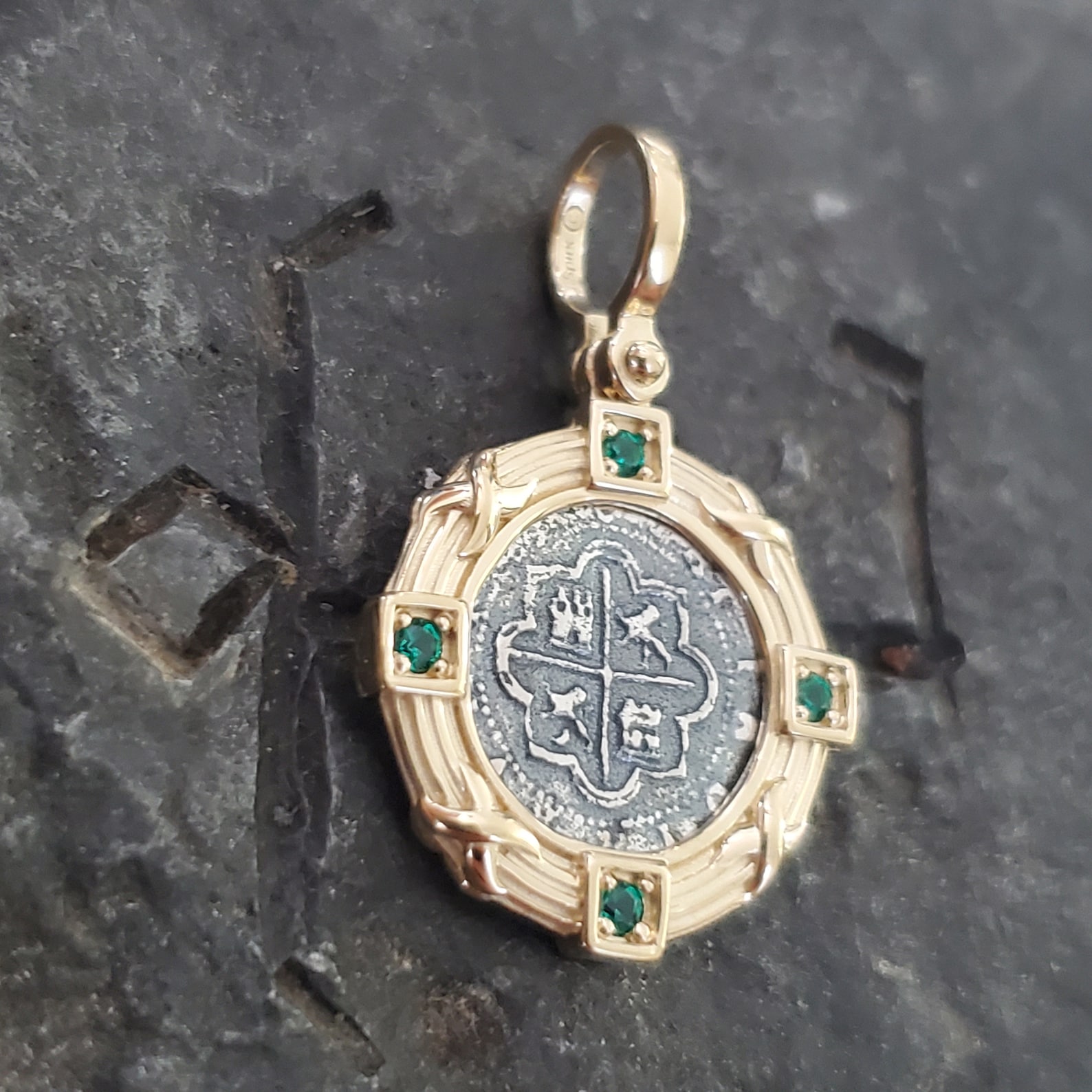 Atocha 14kt Gold Plated Sunken Treasure Coin With Green Topaz - Etsy
