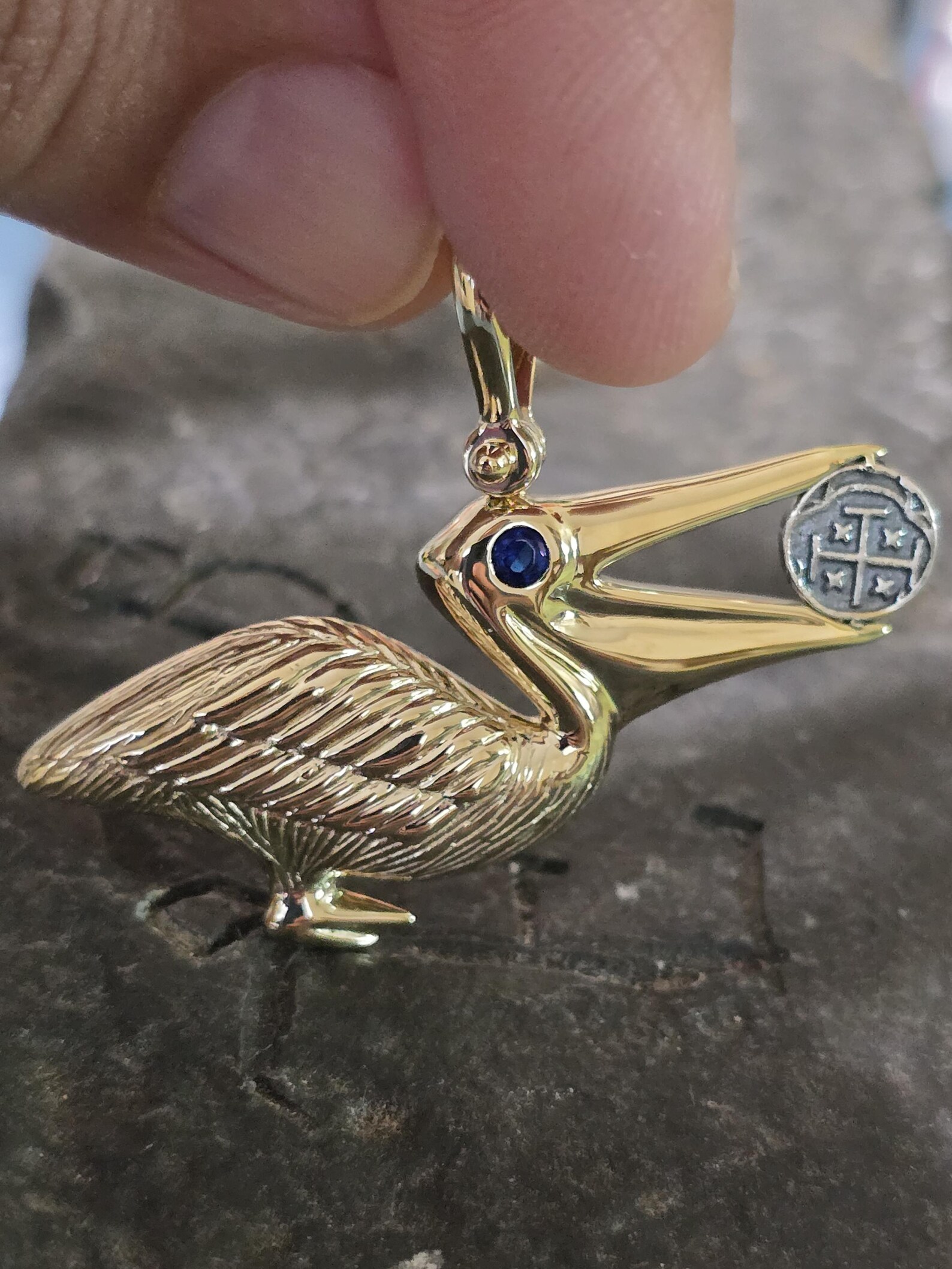 Atocha 14kt Gold Vermeil Pelican Coin Pendant - Etsy