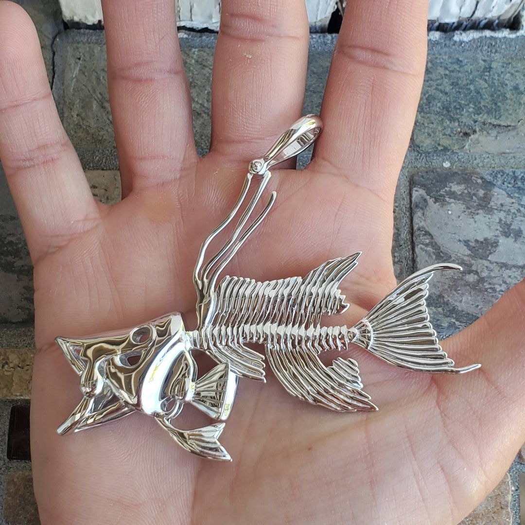 Large Big Skeleton Hogfish Sterling Silver Pendant XL Size - Etsy