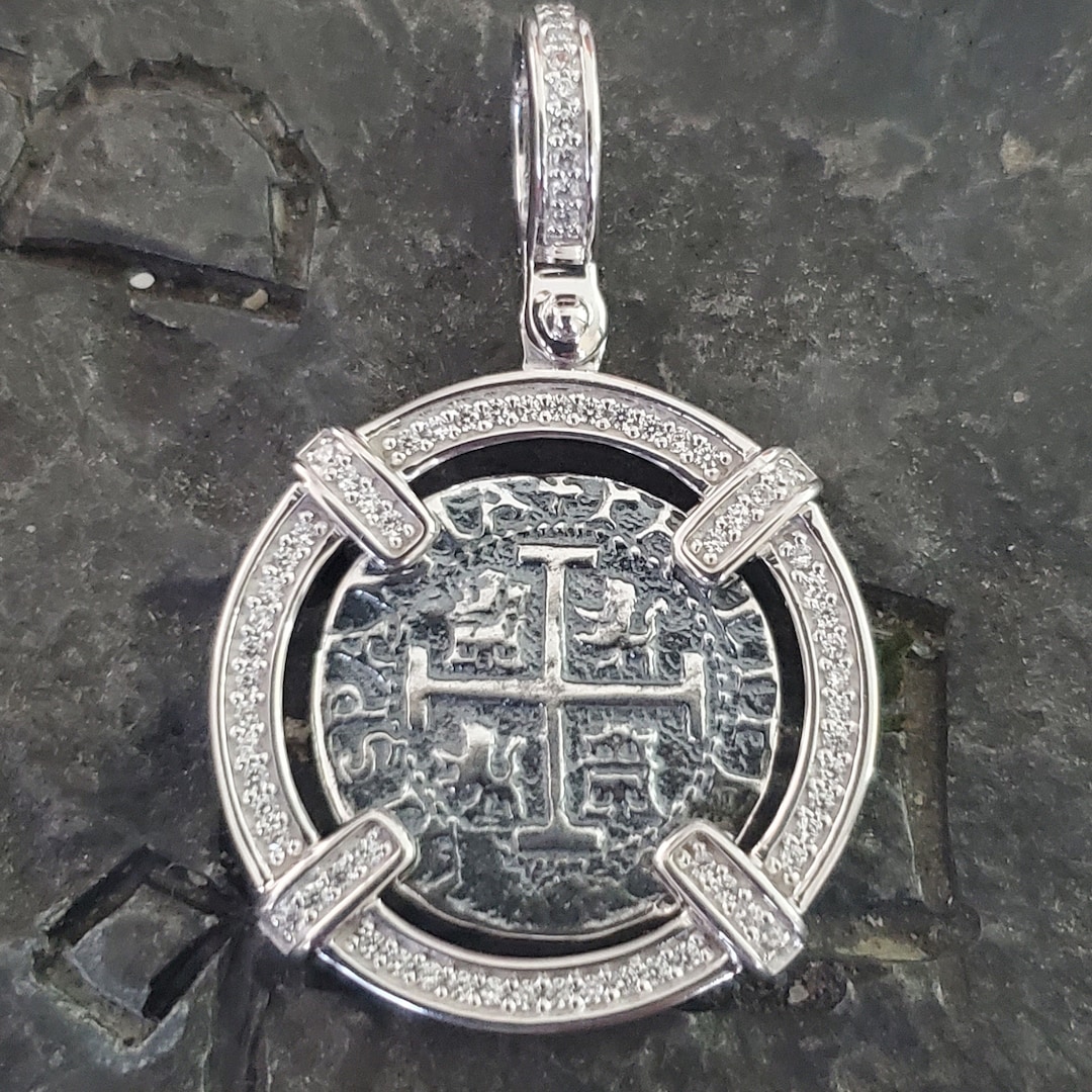 Atocha Silver Coin Bezel and White Topaz Micro Pave Setting Shipwreck ...