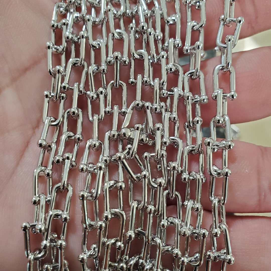 Shackle Chain Solid Sterling Silver, Italian Made 925 Sterling Silver ...