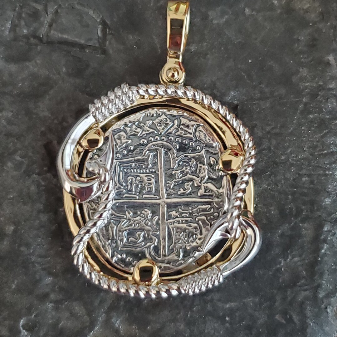 Atocha Fish Hook Bezel Coin Pendant Shipwreck Sunken Treasure Jewelry ...