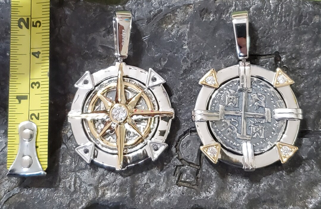 Atocha Reversible Coin and Compass Pendant Silver Jewelry Shipwreck ...