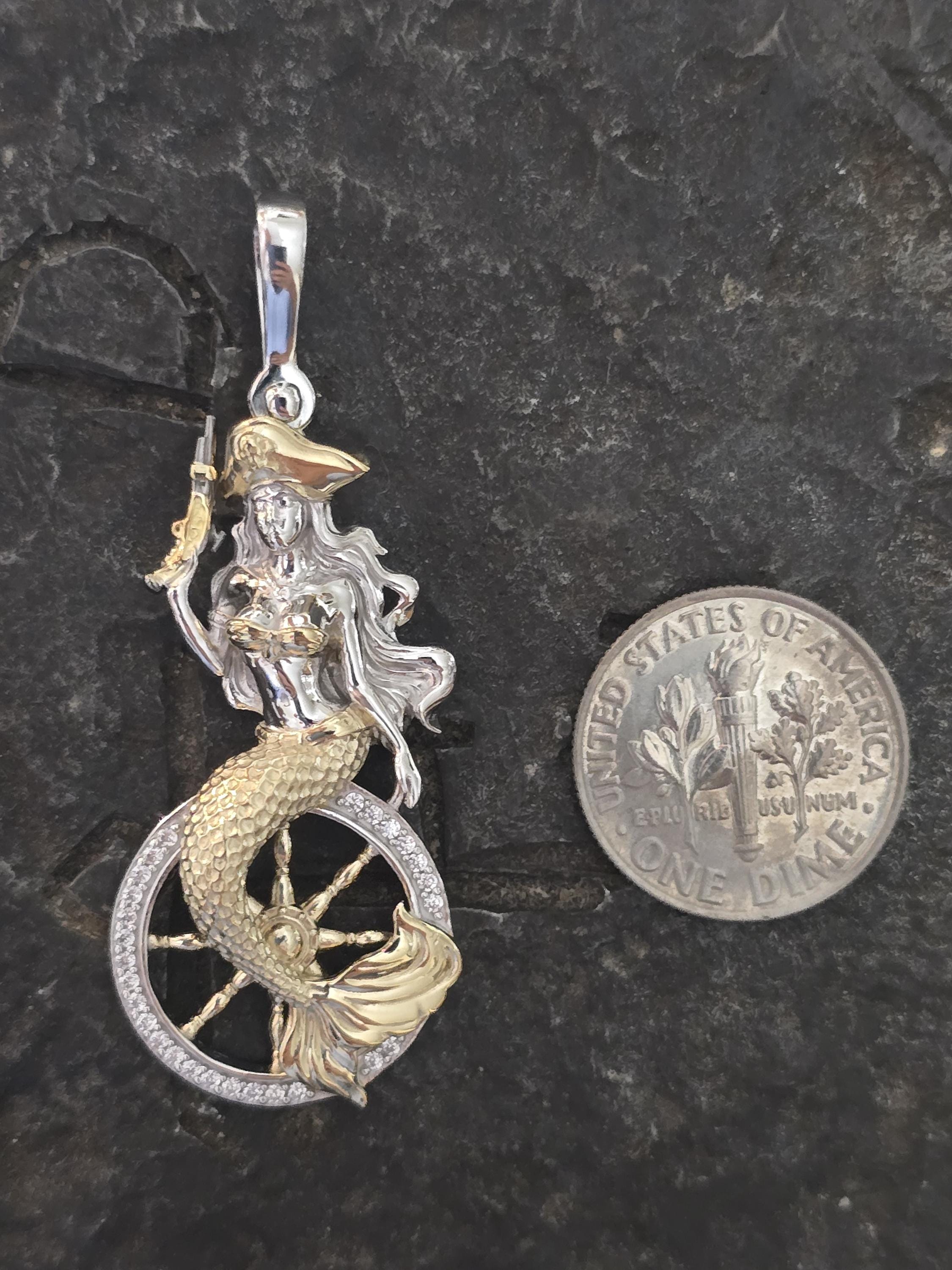 Pirate Mermaid Ship Wheel Pendant – Sterling Silver & Gold Vermeil With ...