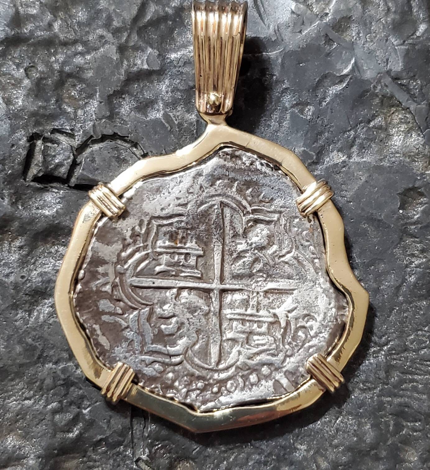 Large Atocha Silver Coin With Genuine 14kt Gold Bezel - Etsy