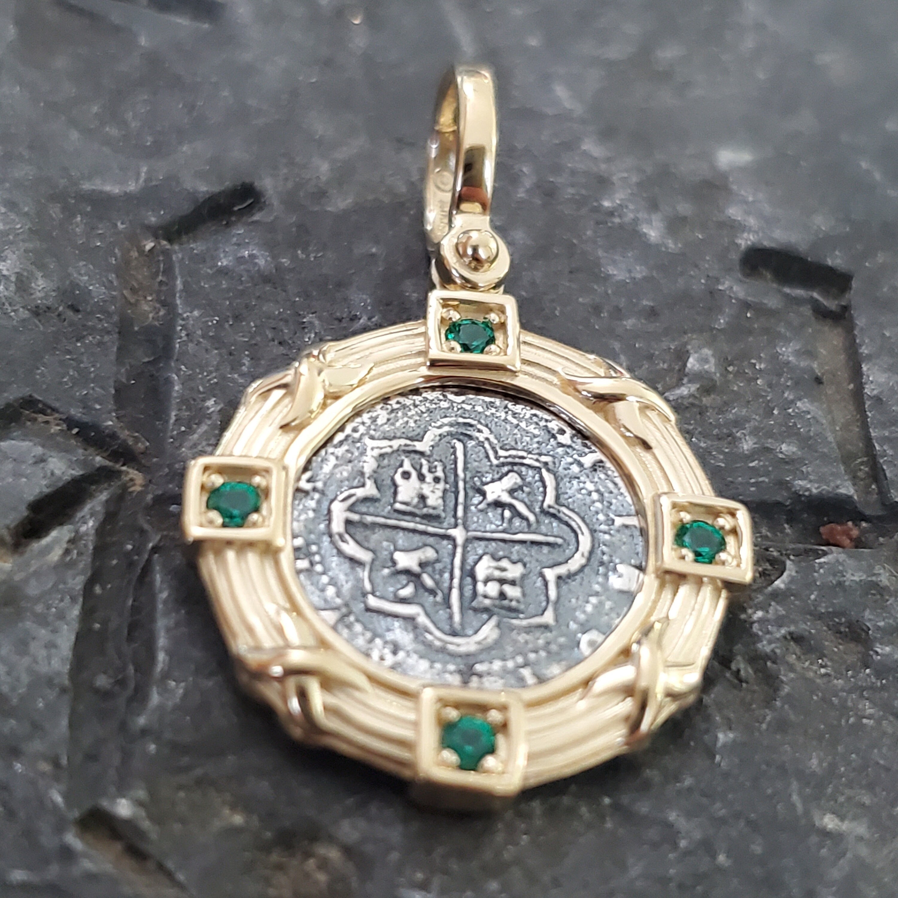 Atocha 14kt Gold Plated Sunken Treasure Coin With Green Topaz - Etsy