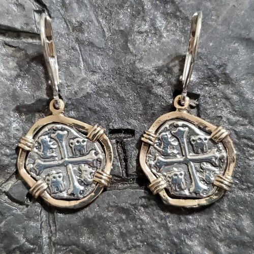 14kt Gold Plated Atocha Coin Silver Earrings Sunken Shipwreck - Etsy