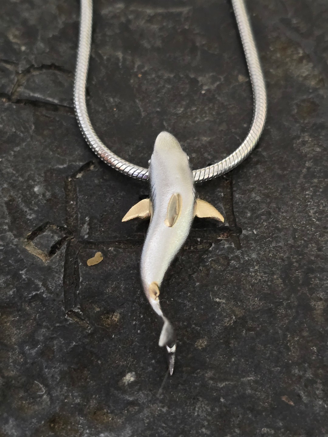 Sterling Silver Shark Biting Chain Necklace - Etsy