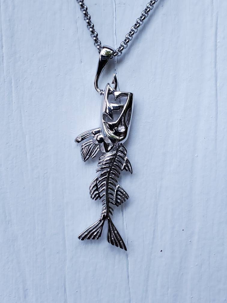 Sterling Silver Snook on Hook Skeleton Salt Life - Etsy