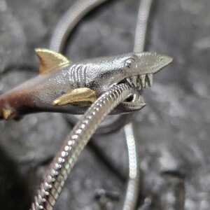 Sterling Silver Shark Biting Chain Necklace - Etsy