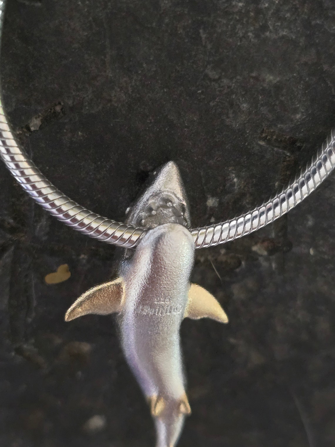 Sterling Silver Shark Biting Chain Necklace - Etsy