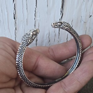 Sterling Silver Snake Head Bangle Handmade 925 - Etsy