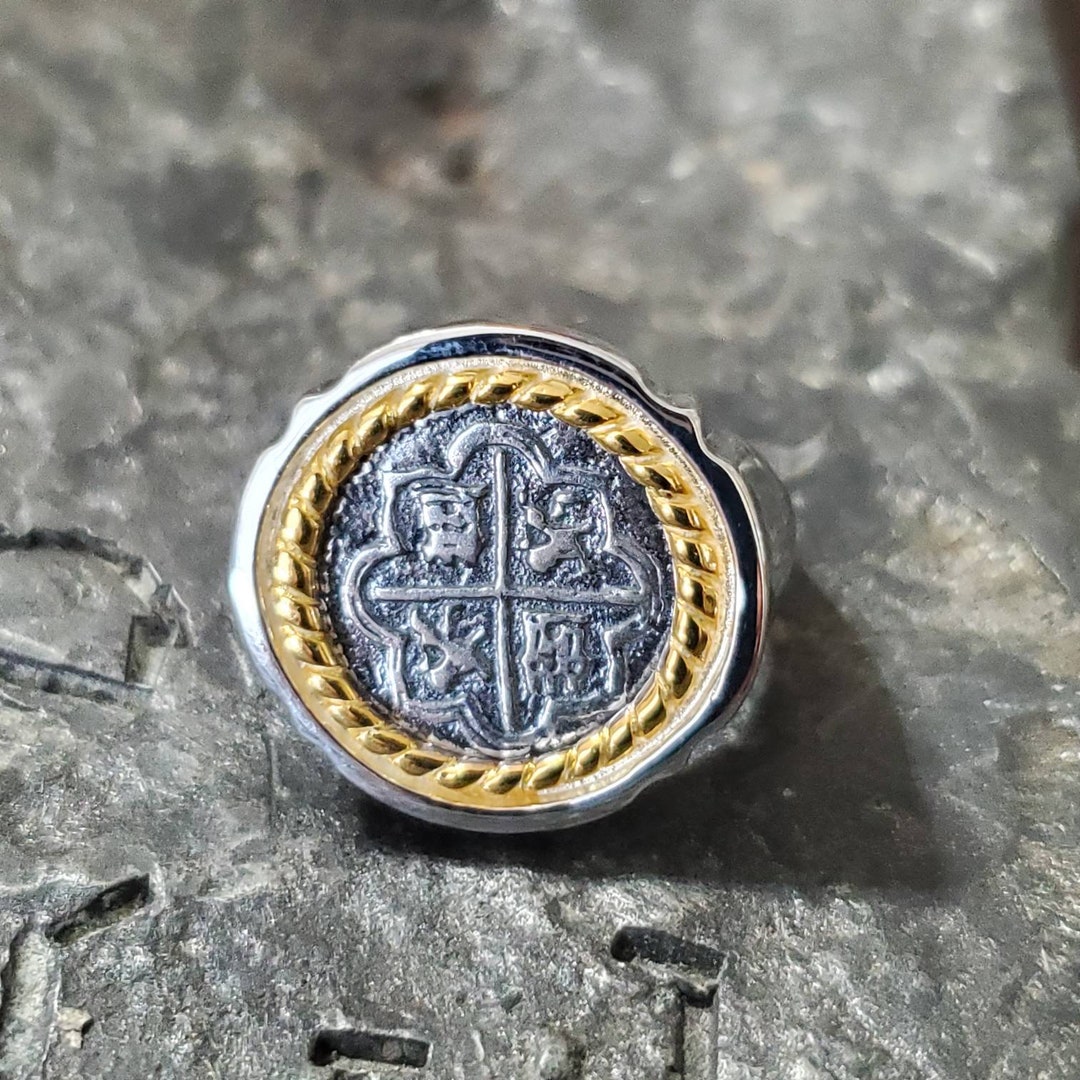 Atocha Ring Silver With 14kt Gold Plating Shipwreck Treasure Coin - Etsy