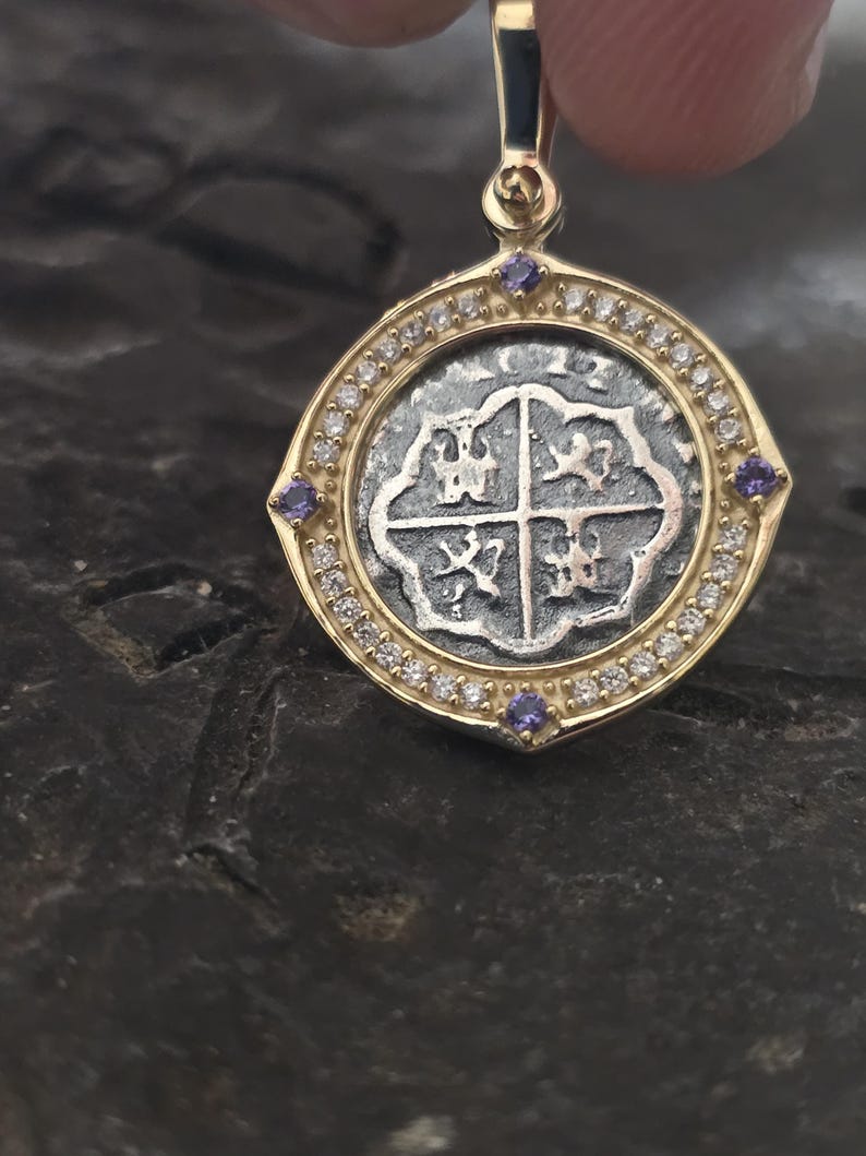 Small Atocha Silver Coin With 14kt Gold Overlay and Tanzanite White ...