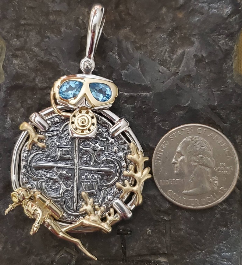 Atocha Silver Coin Diver Mask Regulator Underwater Coral Reef Shipwreck ...