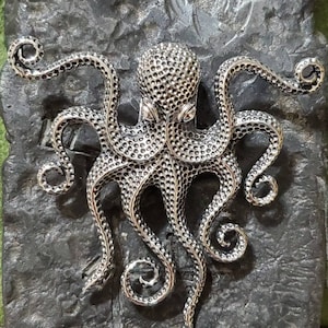 Large Octopus Stunning Slide Pendant Sterling Silver - Etsy