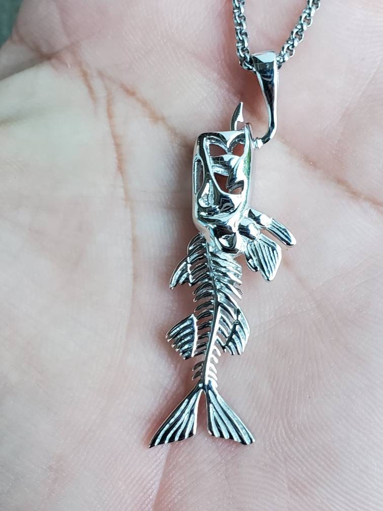 Sterling Silver Snook on Hook Skeleton Salt Life - Etsy