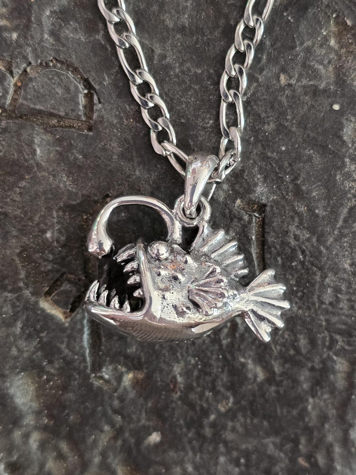 3-D Angler Fish Pendant Sterling Silver With Chain - Etsy