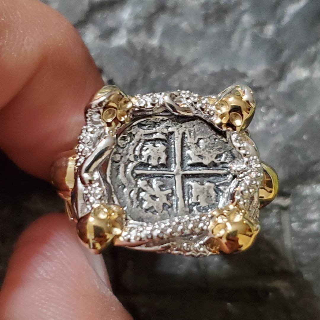 ATOCHA Silver Ring Pirate Octopus Shipwreck Coin Ring Sunken Treasure ...