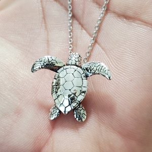 Sterling Silver Turtle Necklace Beautifully Detailed - Etsy