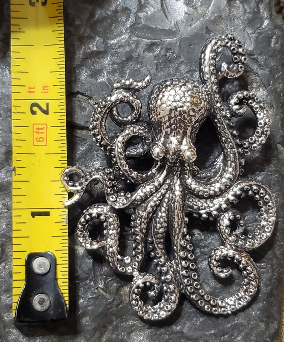 Large Sterling Silver Octopus Pendant Slide Jewelry - Etsy