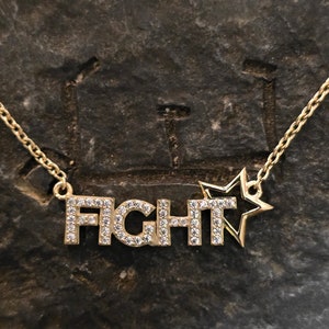 FIGHT Necklace 14kt Gold Vermeil Adjustable With White Sapphires - Etsy