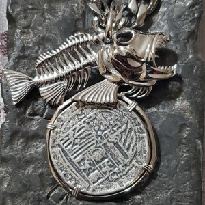 Atocha BIG LARGE Silver Coin Pendant Skeleton Cubera Snapper Shipwreck ...