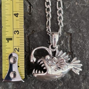 3-D Angler Fish Pendant Sterling Silver With Chain - Etsy