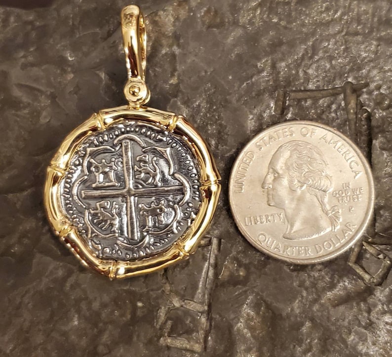Atocha 14kt Gold Overlay Bamboo Bezel Museum Quality Coin - Etsy